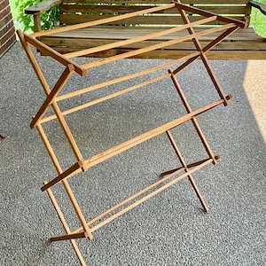 Vintage Wooden Clothes Rack, Collapsible Wooden Laundry Rack, Small ...