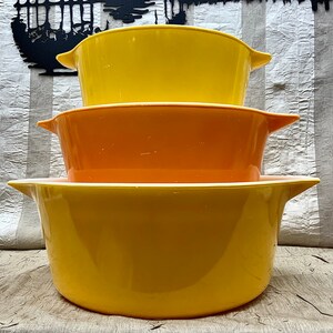 Vintage Pyrex Daisy Casserole Set, Sunflower Citrus Orange Casserole ...