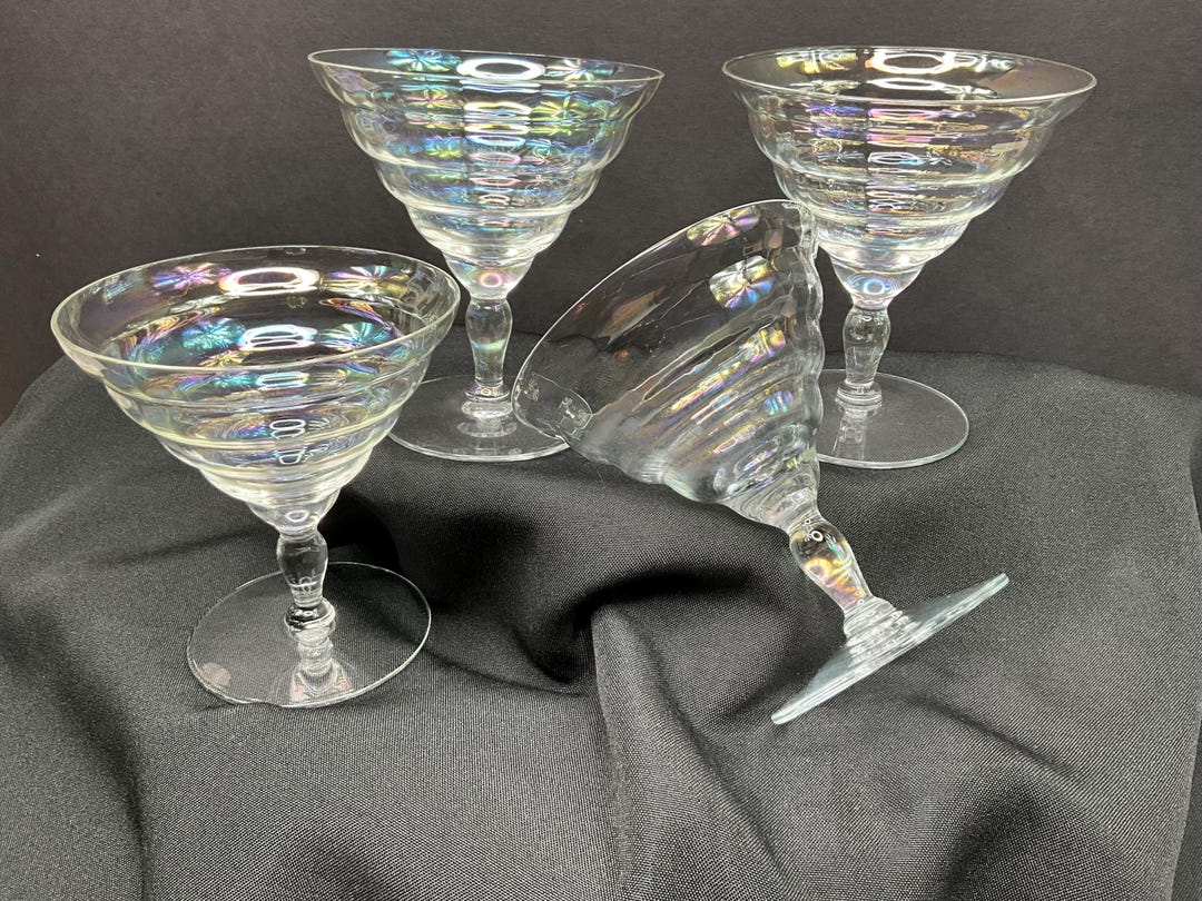 Utility Glass Works Cambodia Ware Iridescent Champagne Sherbets, Set of ...