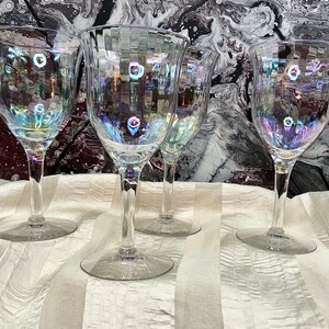 Utility Glass Works Iridescent Water Glasses Set of 4, UGWS-02 Stemmed ...