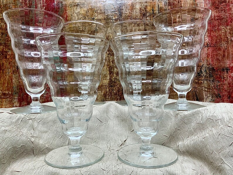 RARE Utility Glass Works Cambodia Ware Crystal Set of 6 Ice - Etsy