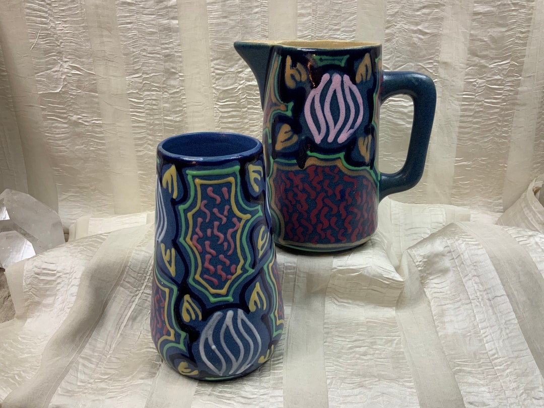 Antique Carl Gebauer Art Pottery, German Pottery 869 Pitcher and Cream ...
