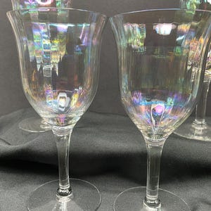 Utility Glass Works Iridescent Water Glasses Set of 4, UGWS-02 Stemmed ...