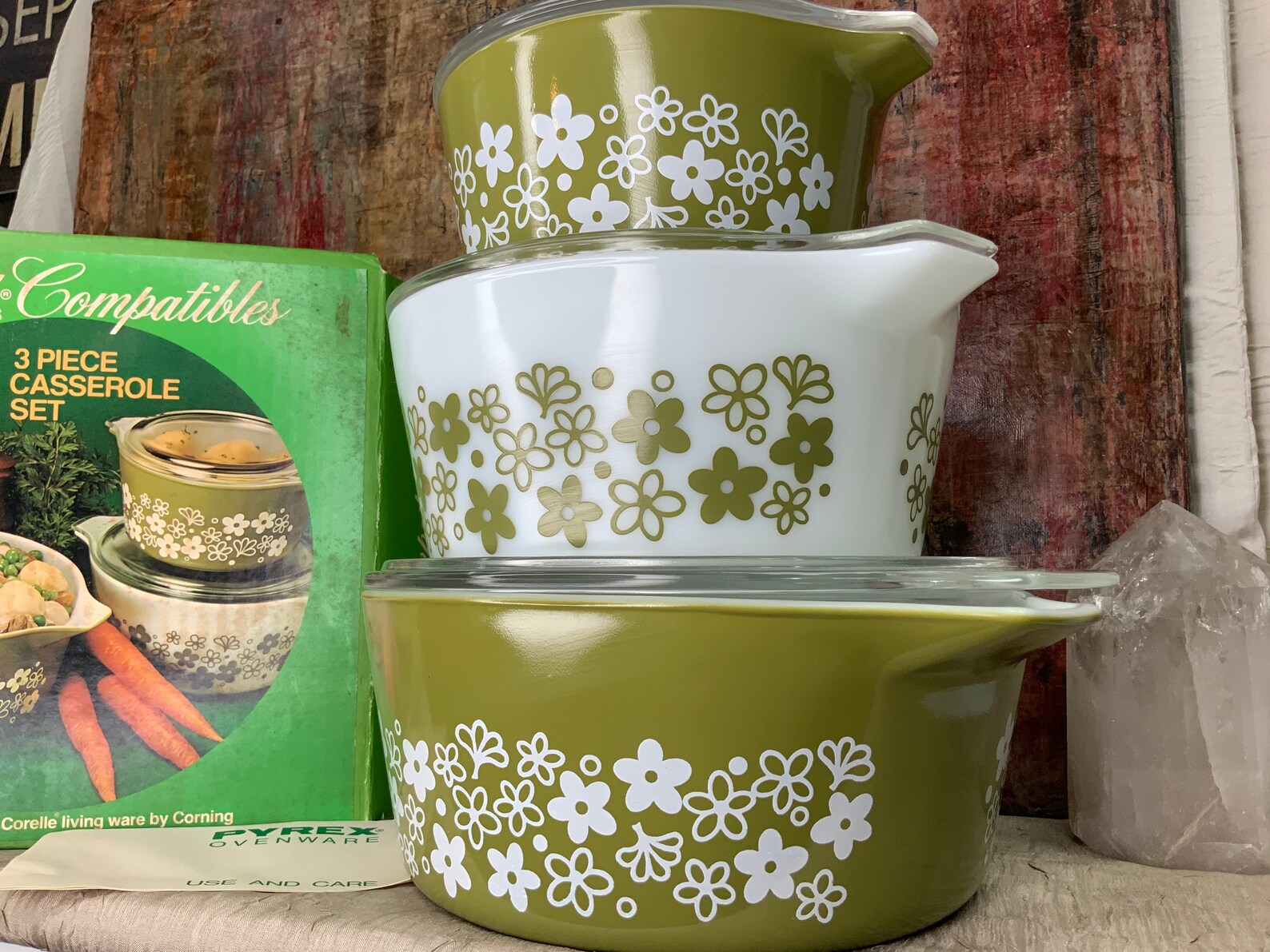 Vintage Pyrex Spring Blossom Green New in Box 480-1 Casserole - Etsy