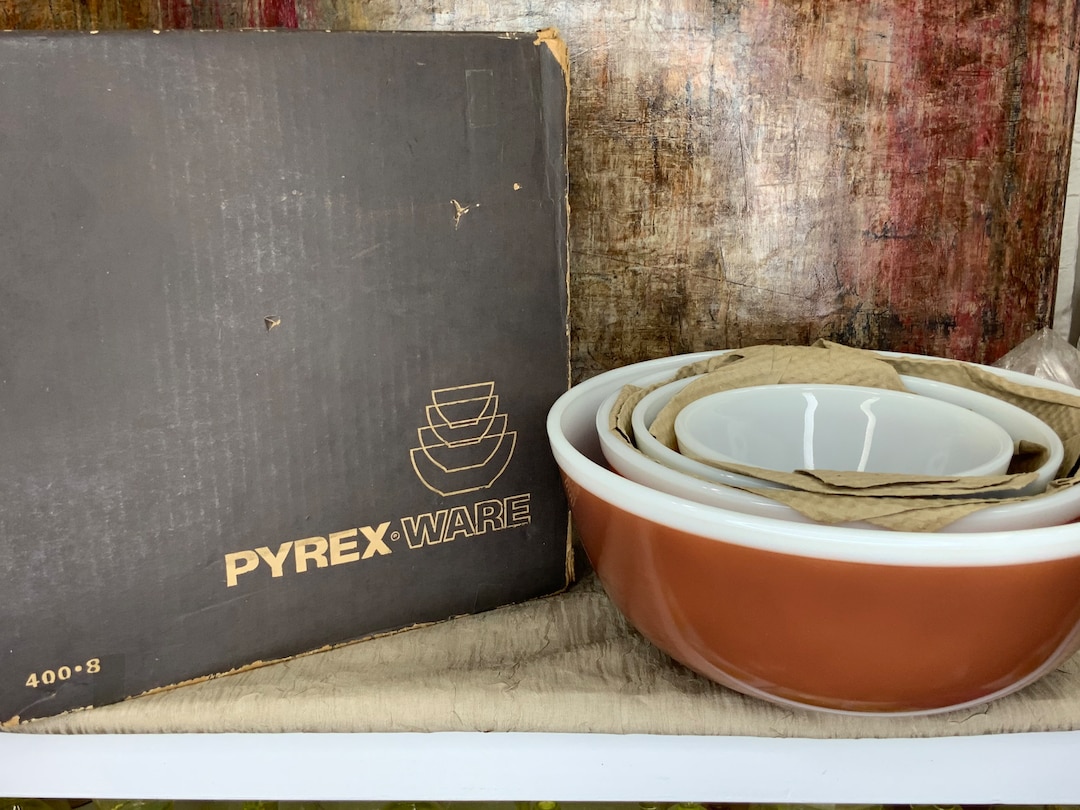 Vintage Pyrex Americana Mixing Bowl Set: Fall Colors, New in Box - Etsy