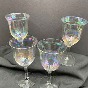 Utility Glass Works Iridescent Water Glasses Set of 4, UGWS-02 Stemmed ...