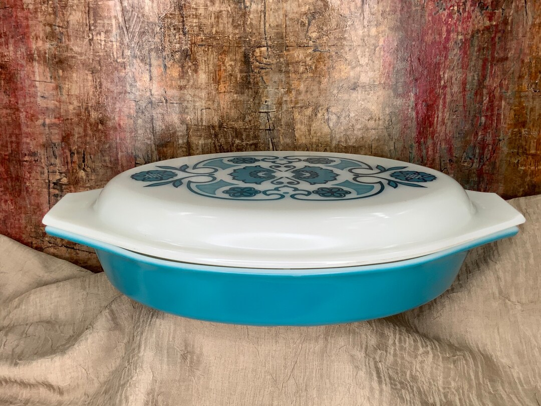 Vintage Pyrex Horizon Blue Divided Casserole With Lid, Apollo 11 ...