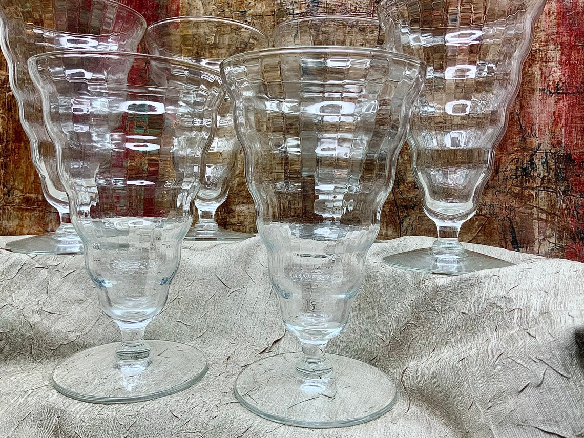 RARE Utility Glass Works Cambodia Ware Crystal Set of 6 Ice - Etsy
