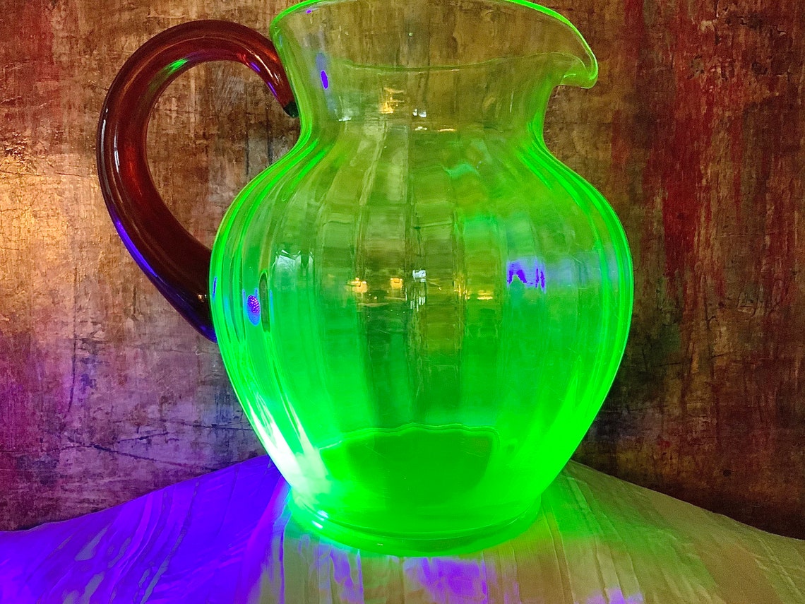 Rare Utility Glass Works 72oz Pitcher, Narrow Vertical Optic, Amber ...