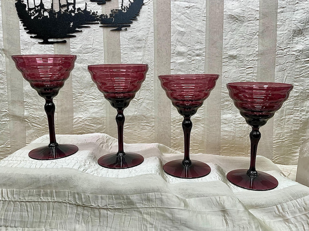 Utility Glass Works Cambodia Ware Amethyt Cordial Cocktail Set of 4 ...