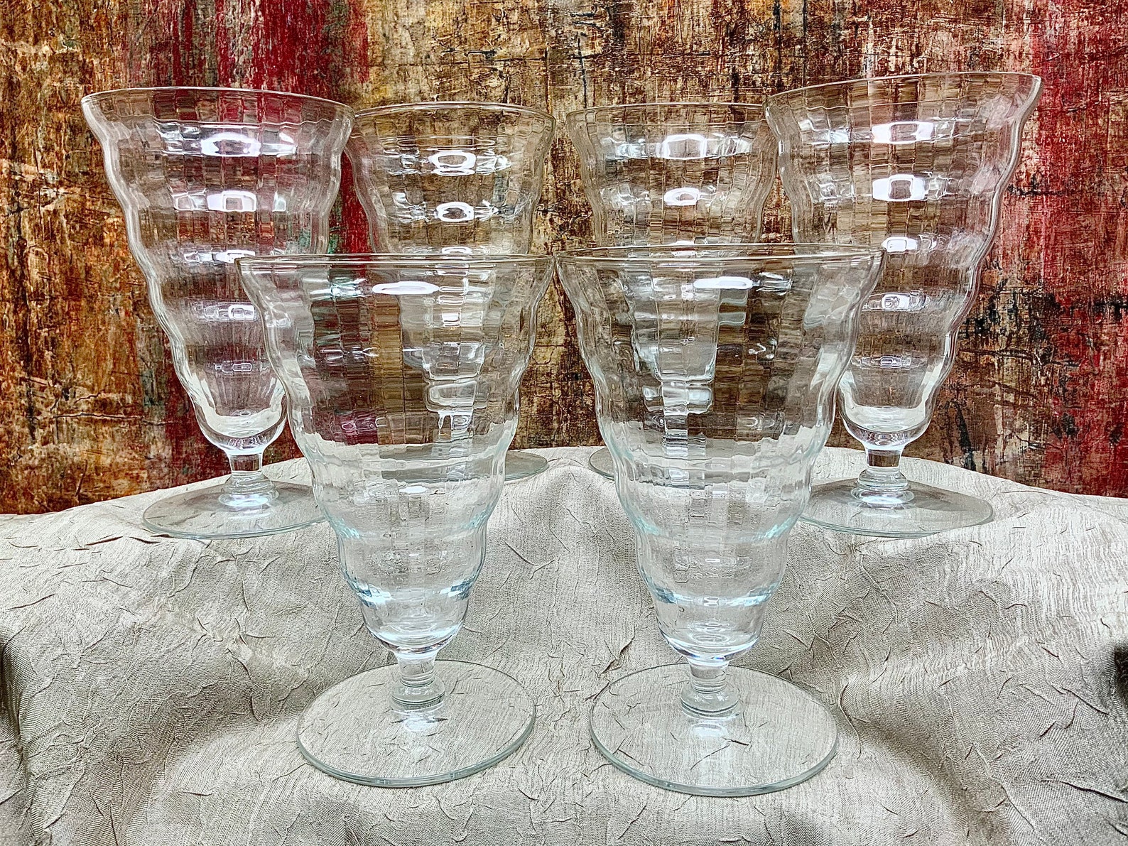RARE Utility Glass Works Cambodia Ware Crystal Set of 6 Ice - Etsy