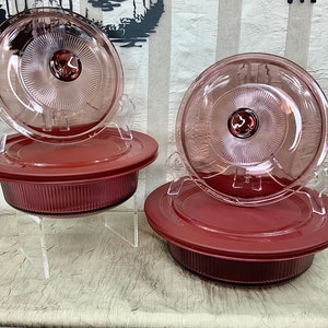 Vintage Pyrex Visions Cranberry Saucepans Casseroles, New in Box, 10 ...