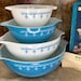 Vintage Pyrex Snowflake Blue Garland, Cinderella Set of 4, New in Box ...