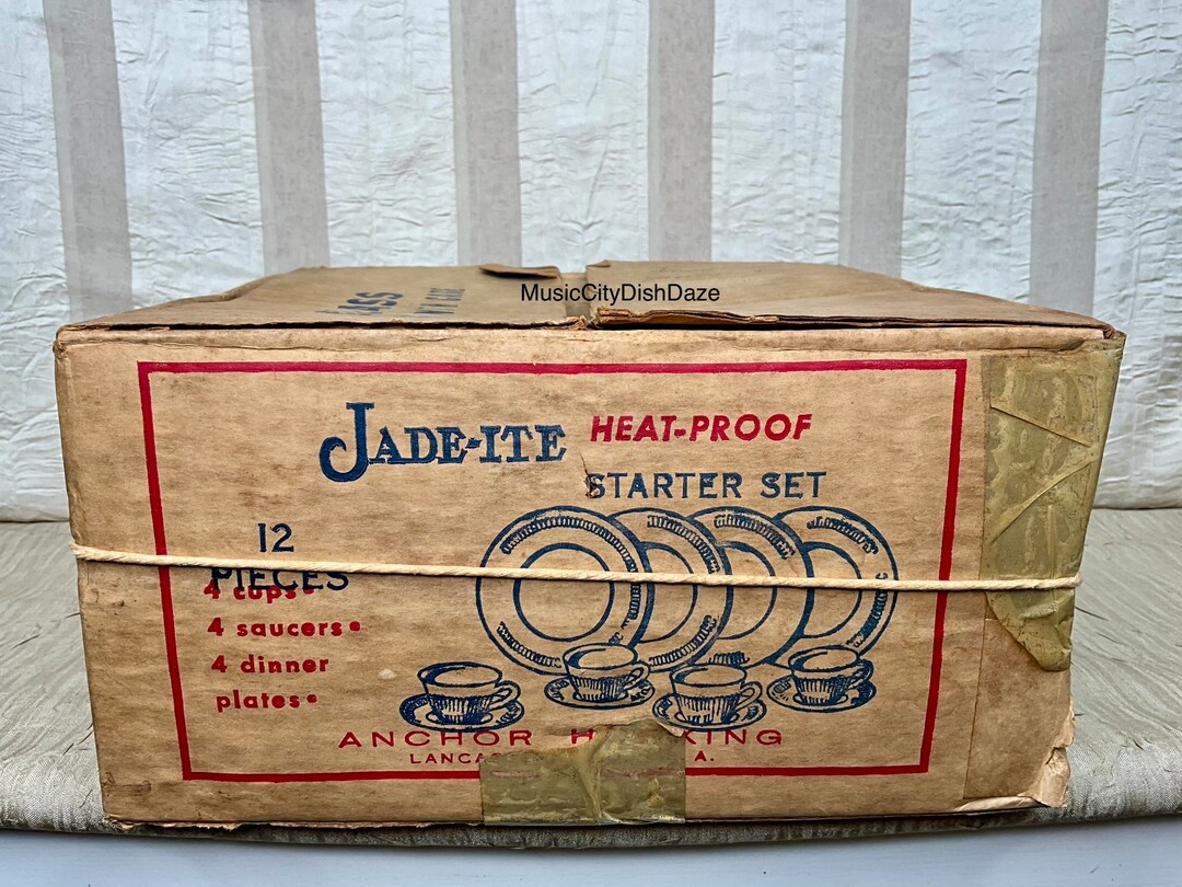 Vintage Jadeite, Jane Ray Fire King, New in Original Box, Jade-ite ...