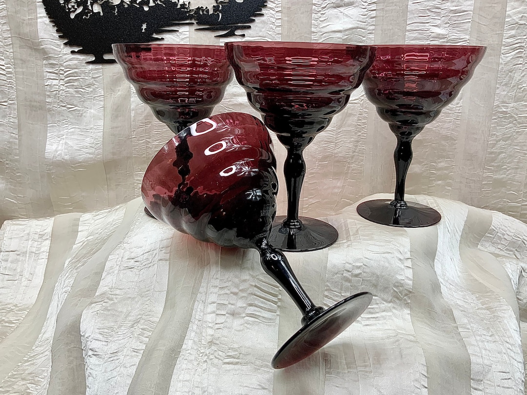 Utility Glass Works Cambodia Ware Amethyst Champagne, Set of 4, 6oz ...