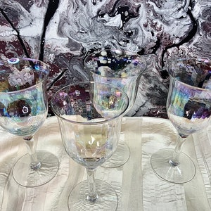 Utility Glass Works Iridescent Water Glasses Set of 4, UGWS-01 Stemmed ...