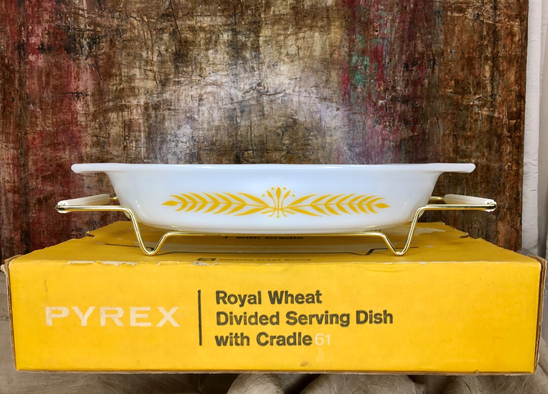 Vintage Pyrex Royal Wheat Divided Casserole With Cradle - New in Box - Etsy