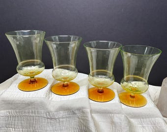 Utility Glass Works Nilotus Needle Etch #2 Water Glasses, Set of 4 ...