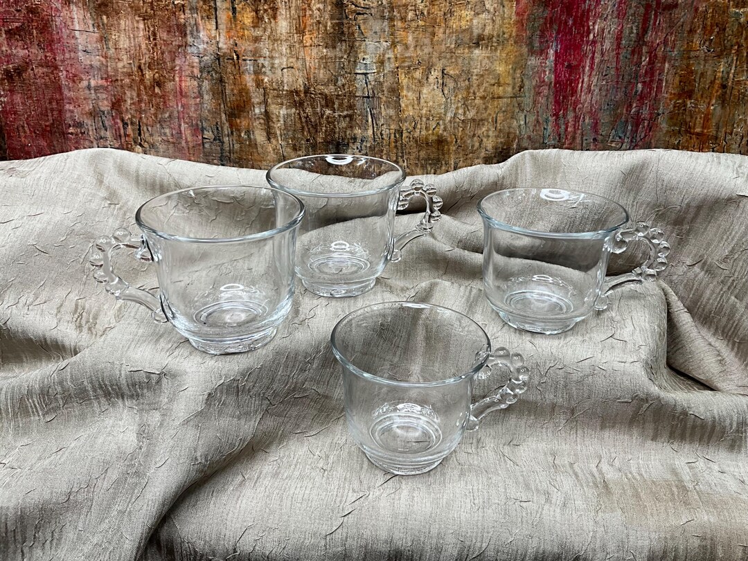 Vintage Candlewick Punch Cups: Set of 4 Imperial Glass Beaded Handle - Etsy