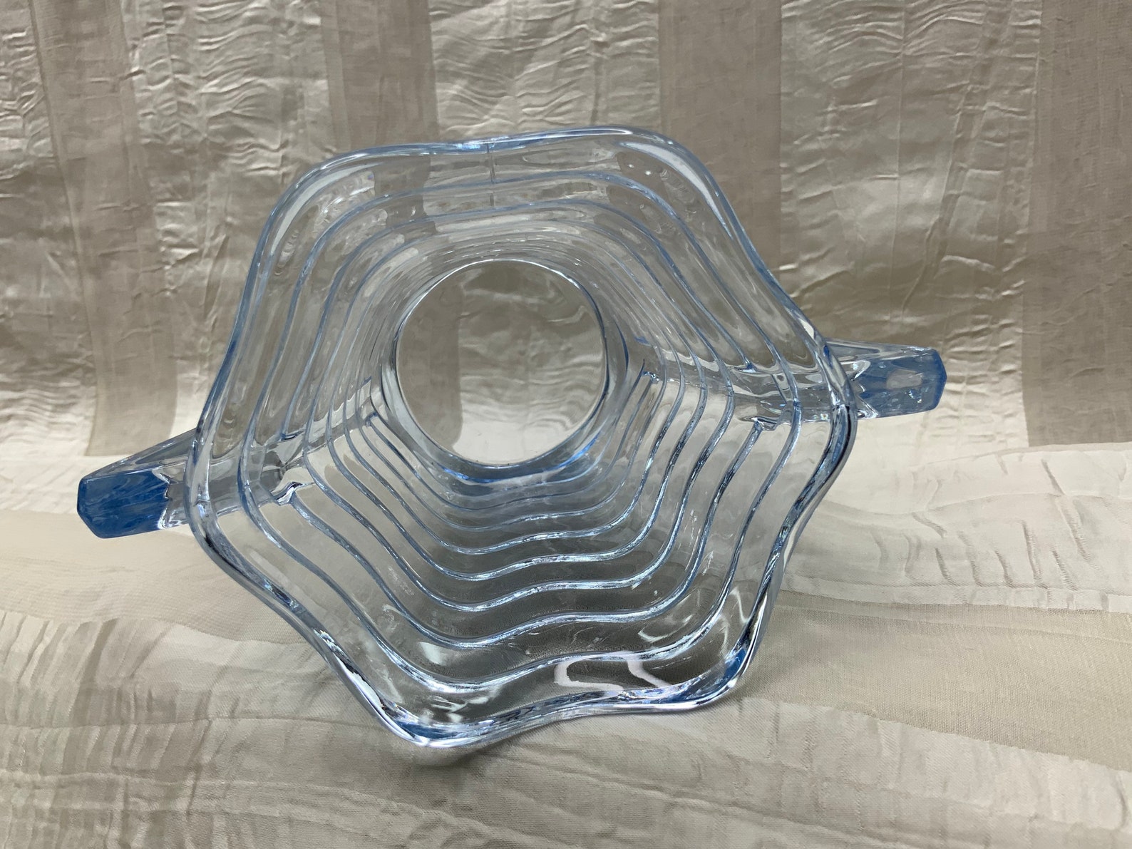 Duncan Miller Caribbean Blue Open Sugar Wavy Ribs Ice Blue | Etsy