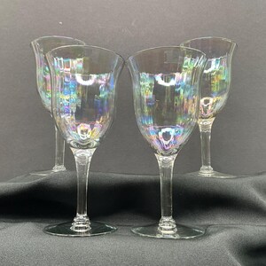 Utility Glass Works Iridescent Water Glasses Set of 4, UGWS-02 Stemmed ...