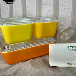 Vintage Pyrex Daisy Refrigerator Casserole 8 Piece Set, New in Box ...