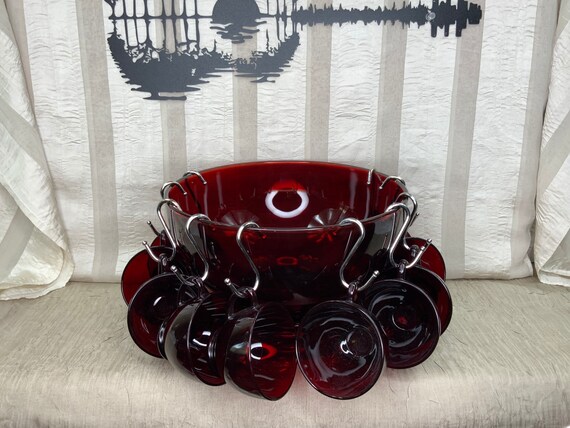 Vintage Royal Ruby Punch Set 14 Piece Set Anchor Hocking - Etsy
