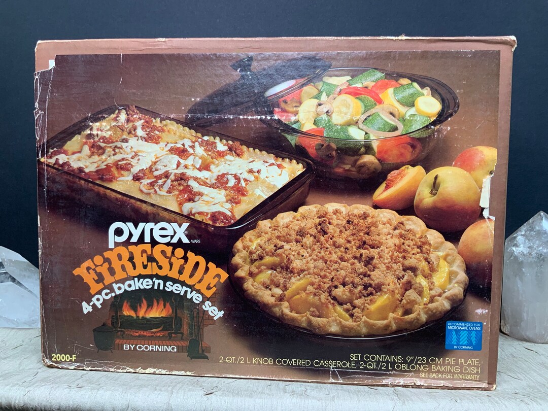 Vintage Pyrex Fireside 4-piece Baken Serve Set, New in Original Box ...