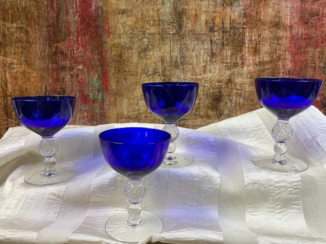 Morgantown Glass Ritz Blue Golf Ball Liqueur Cocktail Cordial Set of ...