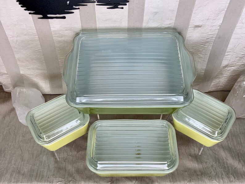 Vintage Pyrex Verde New in Box Refrigerator 8 Piece Set - Etsy