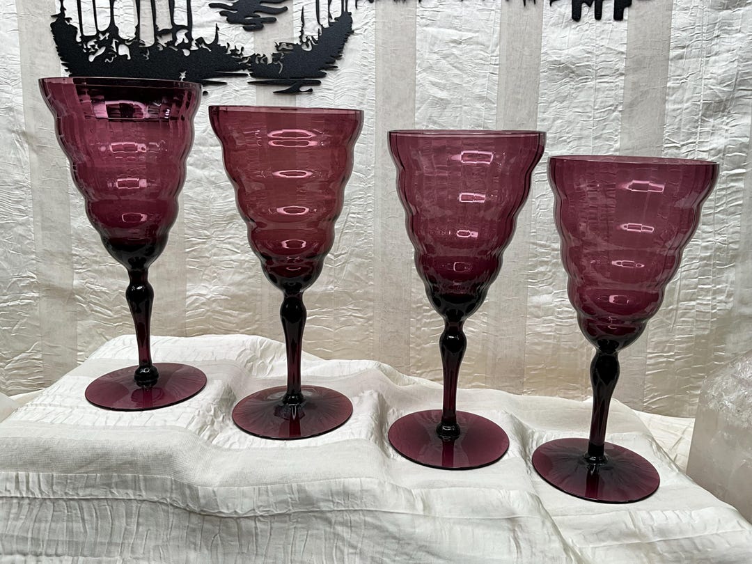 Utility Glass Works Cambodia Ware Amethyst Water Goblets Set of 4 ...