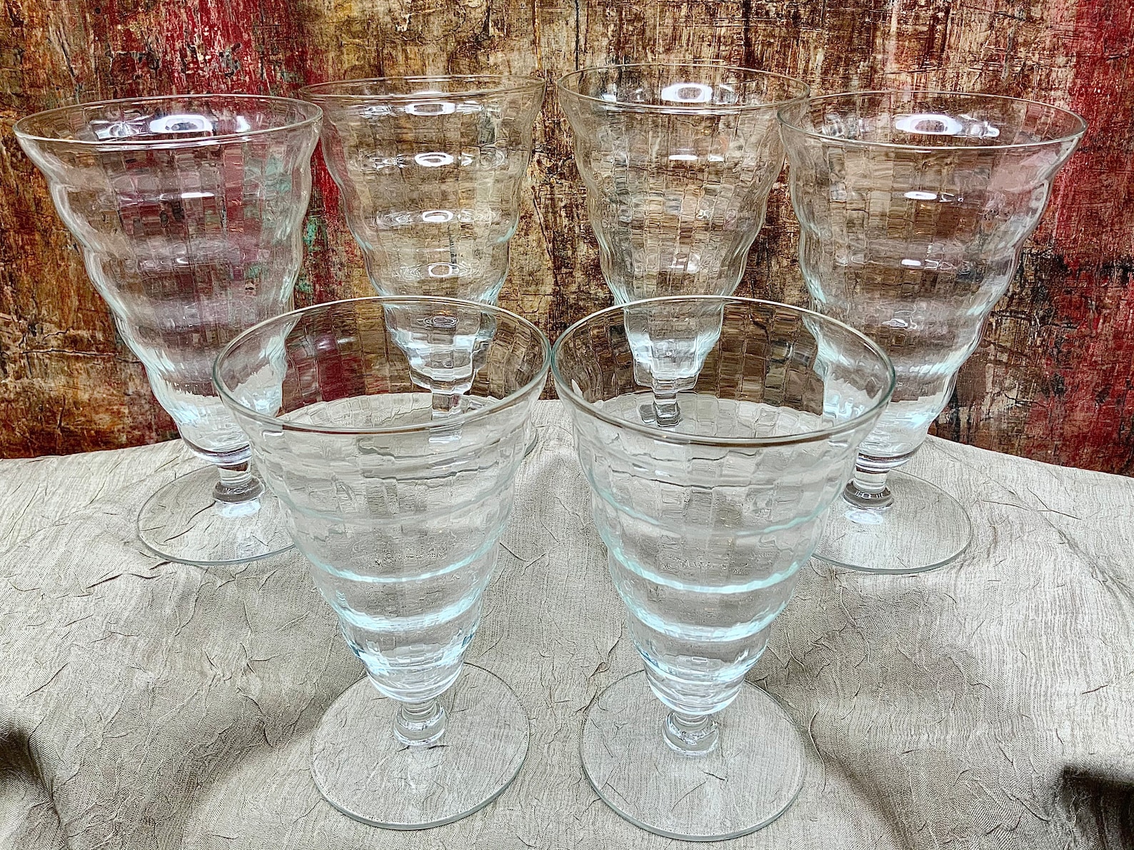 RARE Utility Glass Works Cambodia Ware Crystal Set of 6 Ice - Etsy