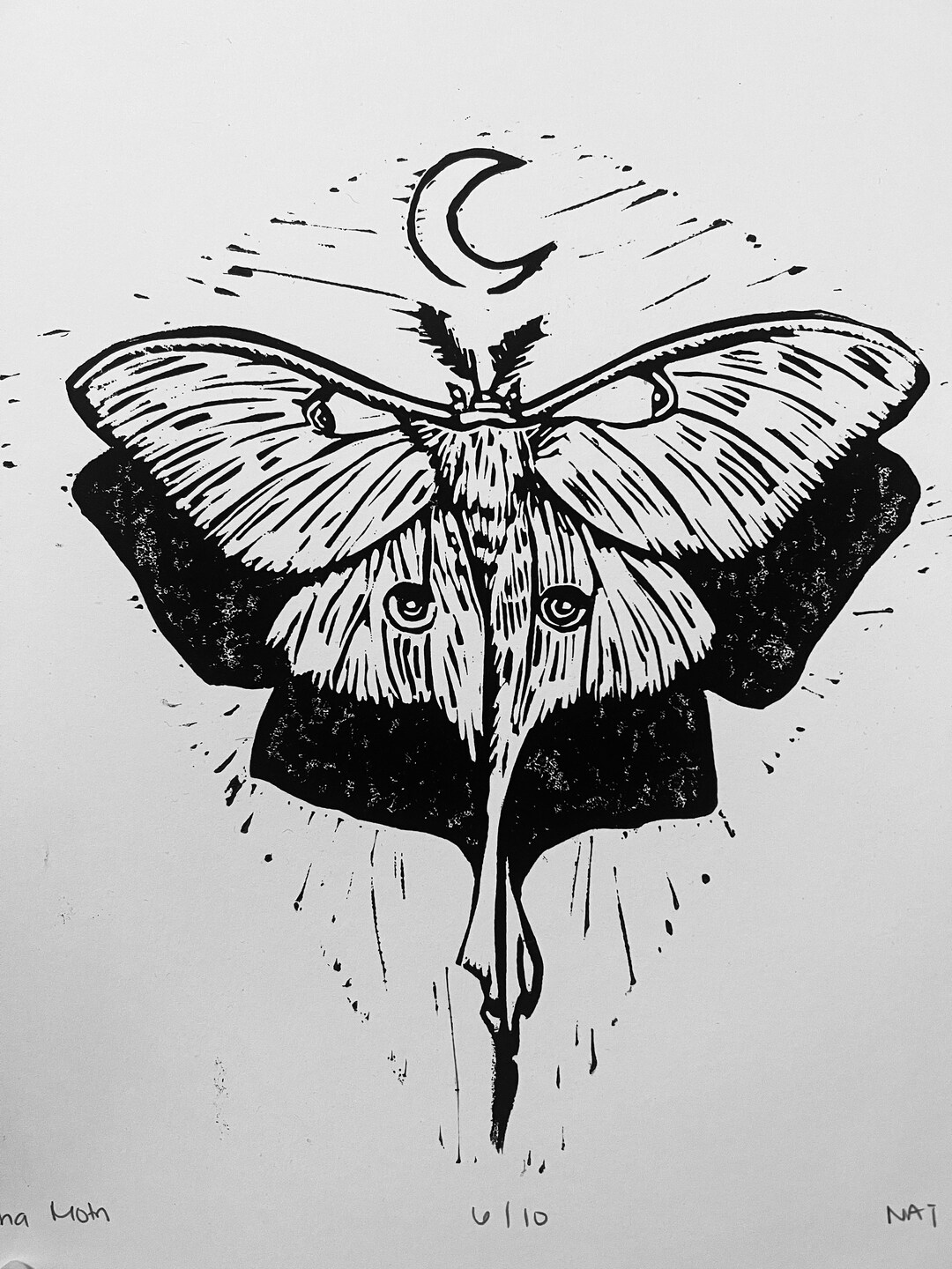 Luna Moth Small Linoleum Block Print - Etsy