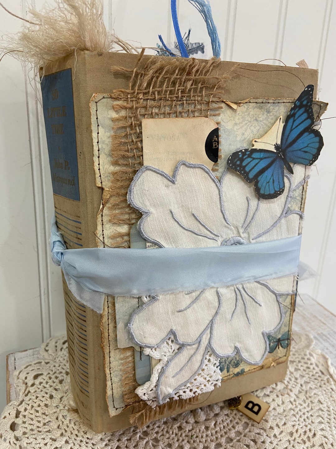 Blue Butterfly Altered Shabby Chic Free Shipping Handmade Junk Journal ...