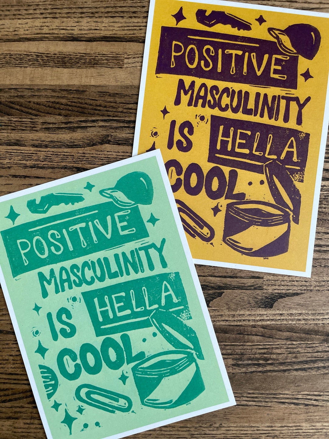 Positive Masculinity Linocut Print Handmade Pride Poster Block Print ...
