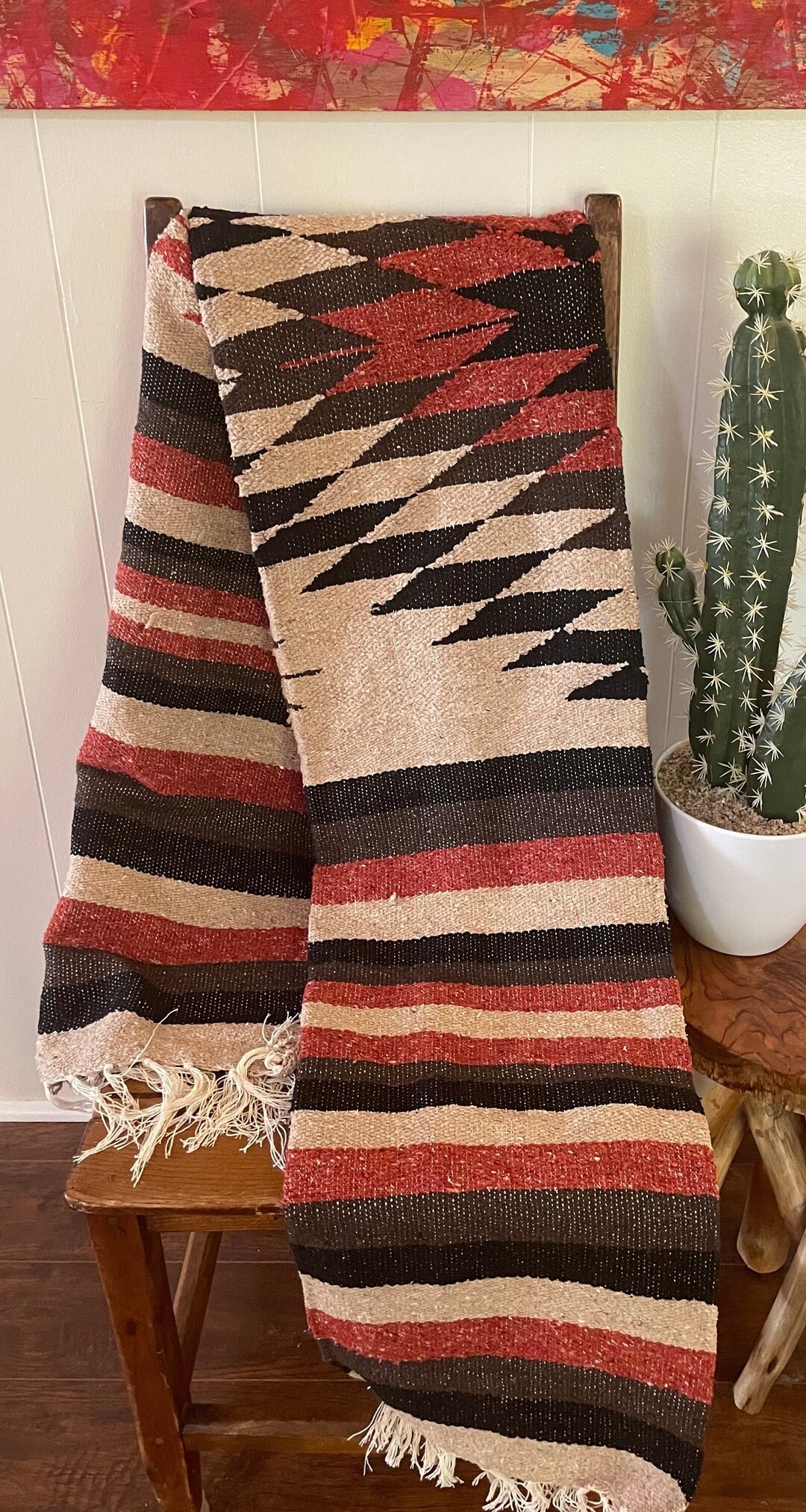 Premium Rustic Earth Tones Diamond Design Southwestern Hand Woven ...