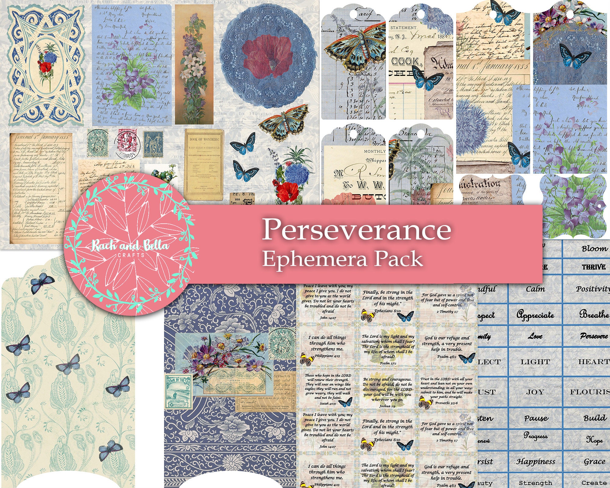 Scrapbooking Craft Supplies & Tools Premade Paper Junk Journal Digitals ...