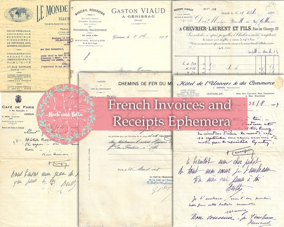 Vintage French Invoices and Receipts Ephemera for Journals - Etsy