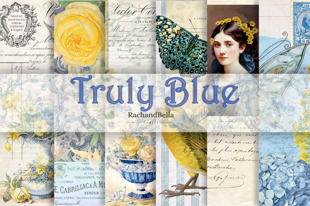 TRULY BLUE Huge Journal Kit 15 Pages Stunning Paper Designs - Landscape ...