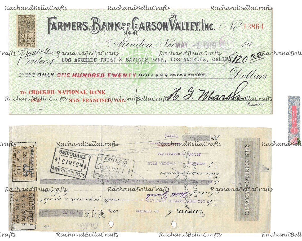 Vintage Bank Cheques and Receipts Ephemera Junk Journal Kit - Junk ...