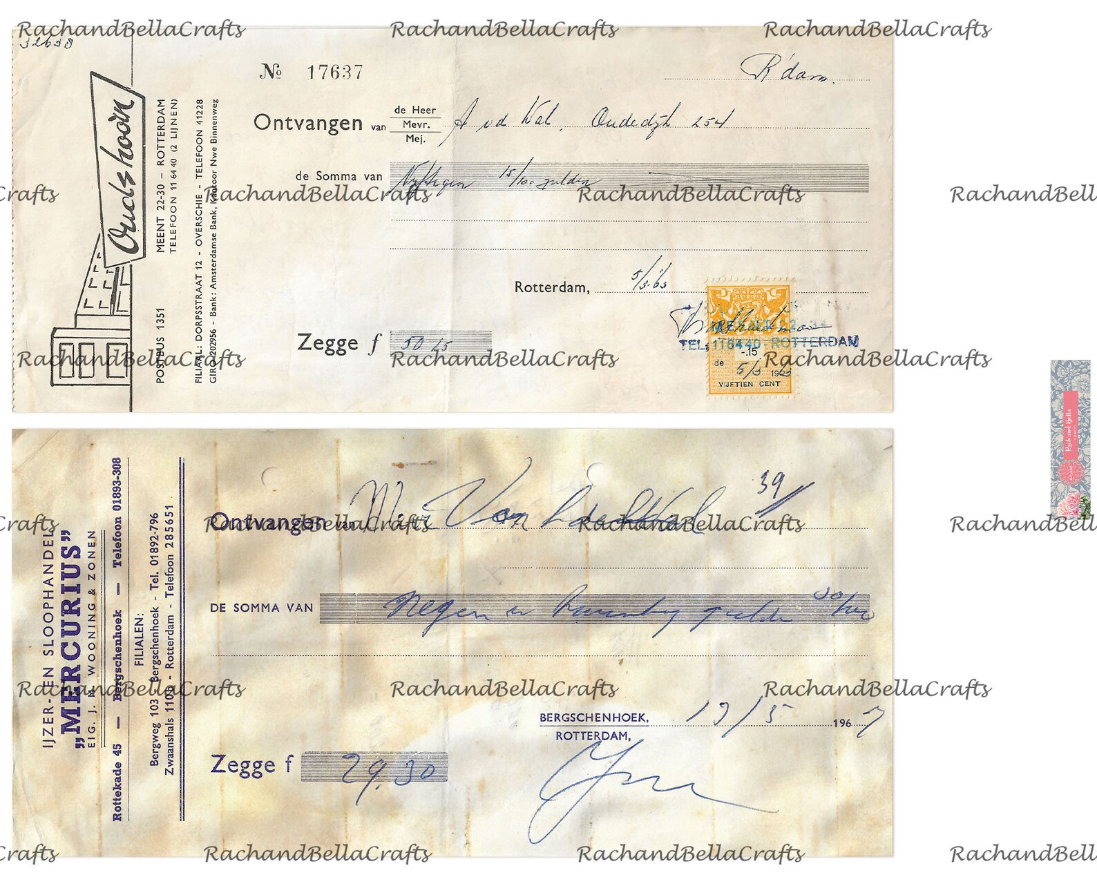Vintage Bank Cheques and Receipts Ephemera Junk Journal Kit - Junk ...