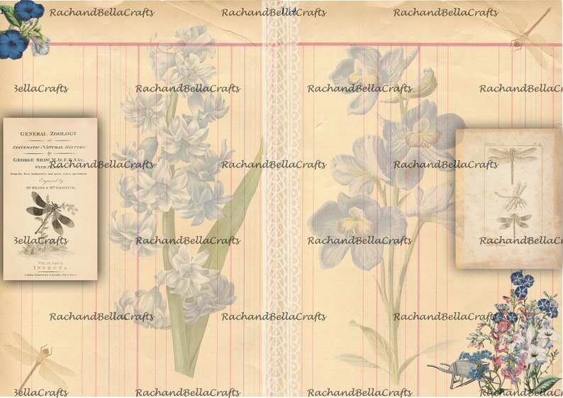 Dragonfly Junk Journal Kit – Botanical Ephemera, Printable Pages ...