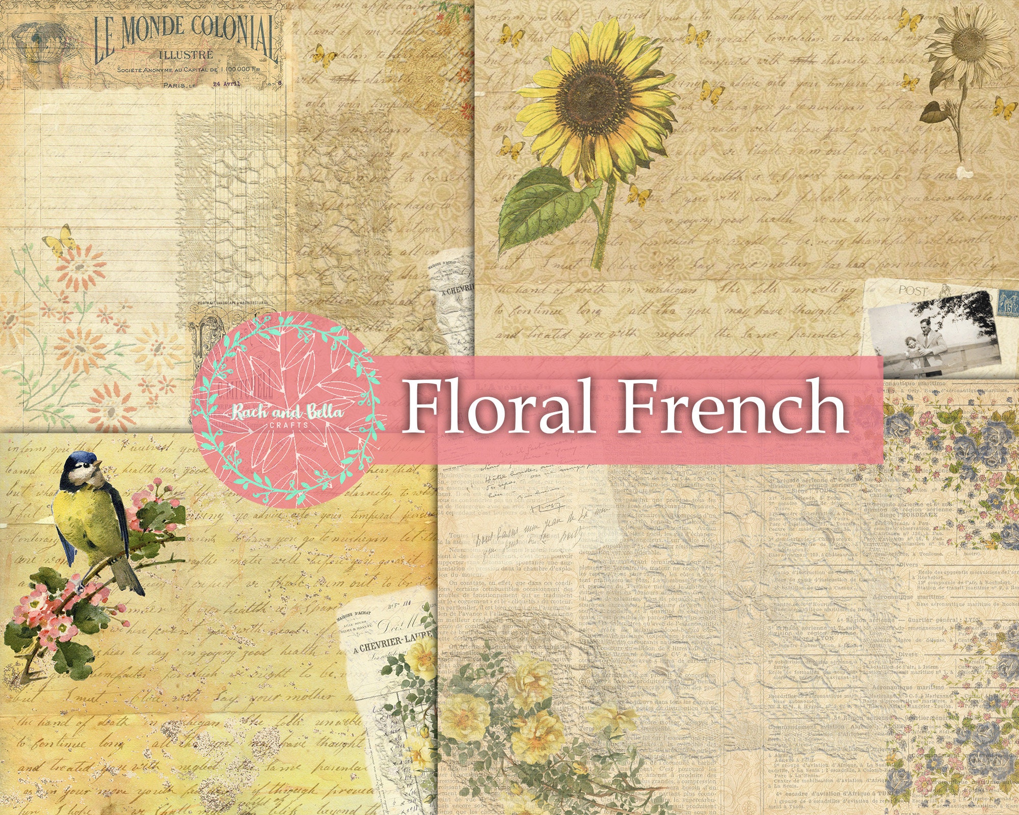 Floral French Junk Journal Kit Junk Journaling Digital | Etsy