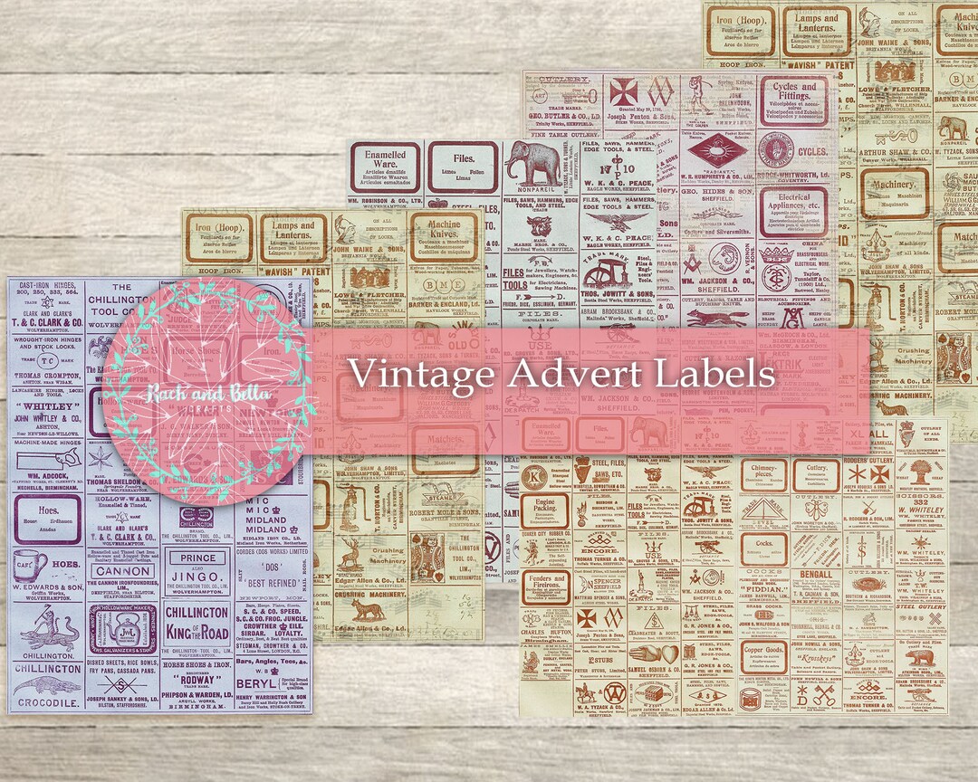 Vintage Advert Labels 11 PAGES - Ephemera for Journals and Scrapbooks ...