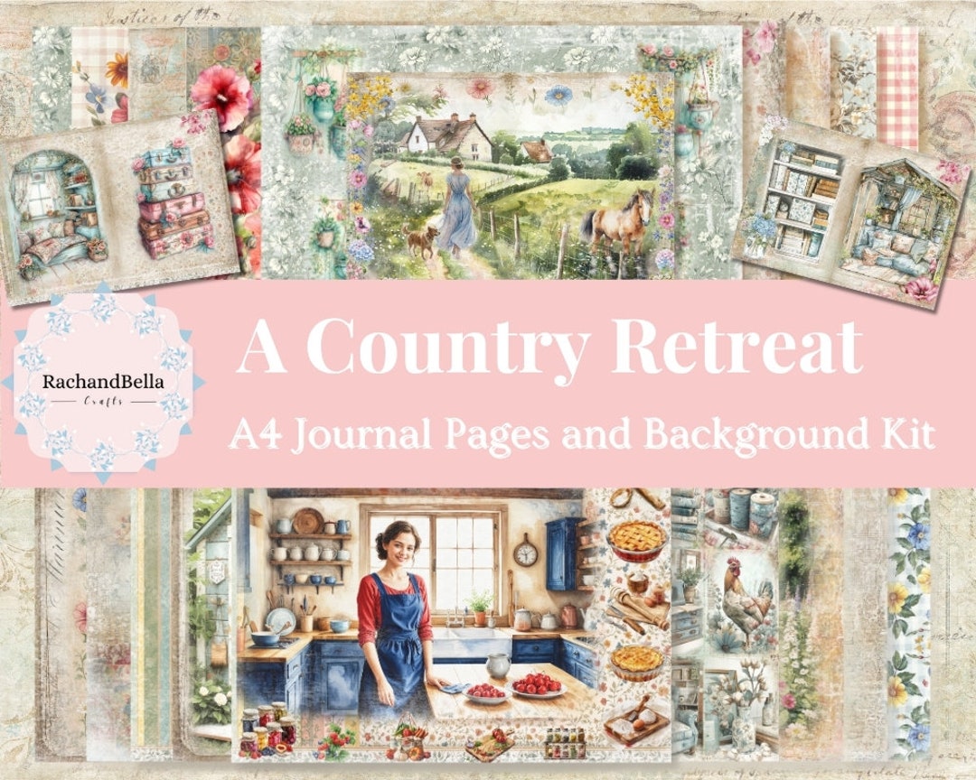 Country Retreat Journal Kit – A4 Background Pages, July Collaboration ...