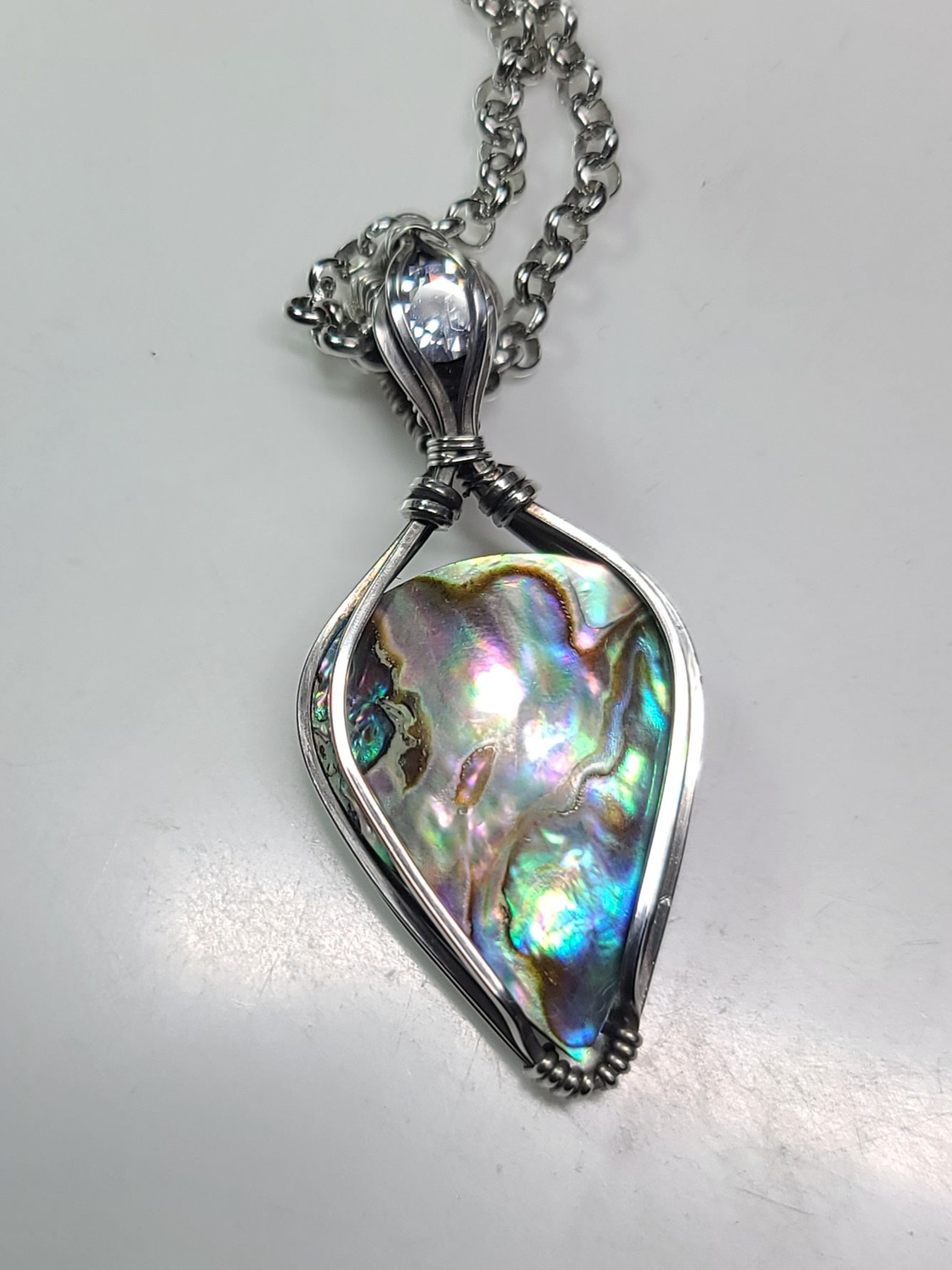 Abalone Pendant in Solid Sterling Silver - Etsy