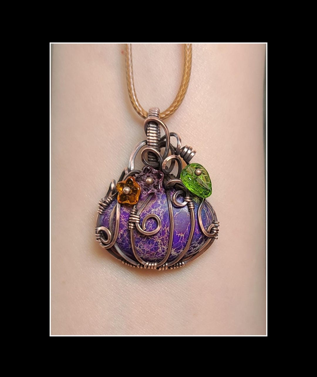 Purple Jasper Pumpkin Pendant in Copper Autumn, Fall, Halloween Jewelry ...
