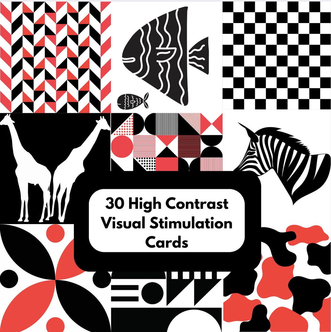 30 High Contrast Visual Stimulation Cards for Infants | Black and White ...