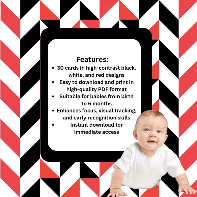 30 High Contrast Visual Stimulation Cards for Infants | Black and White ...