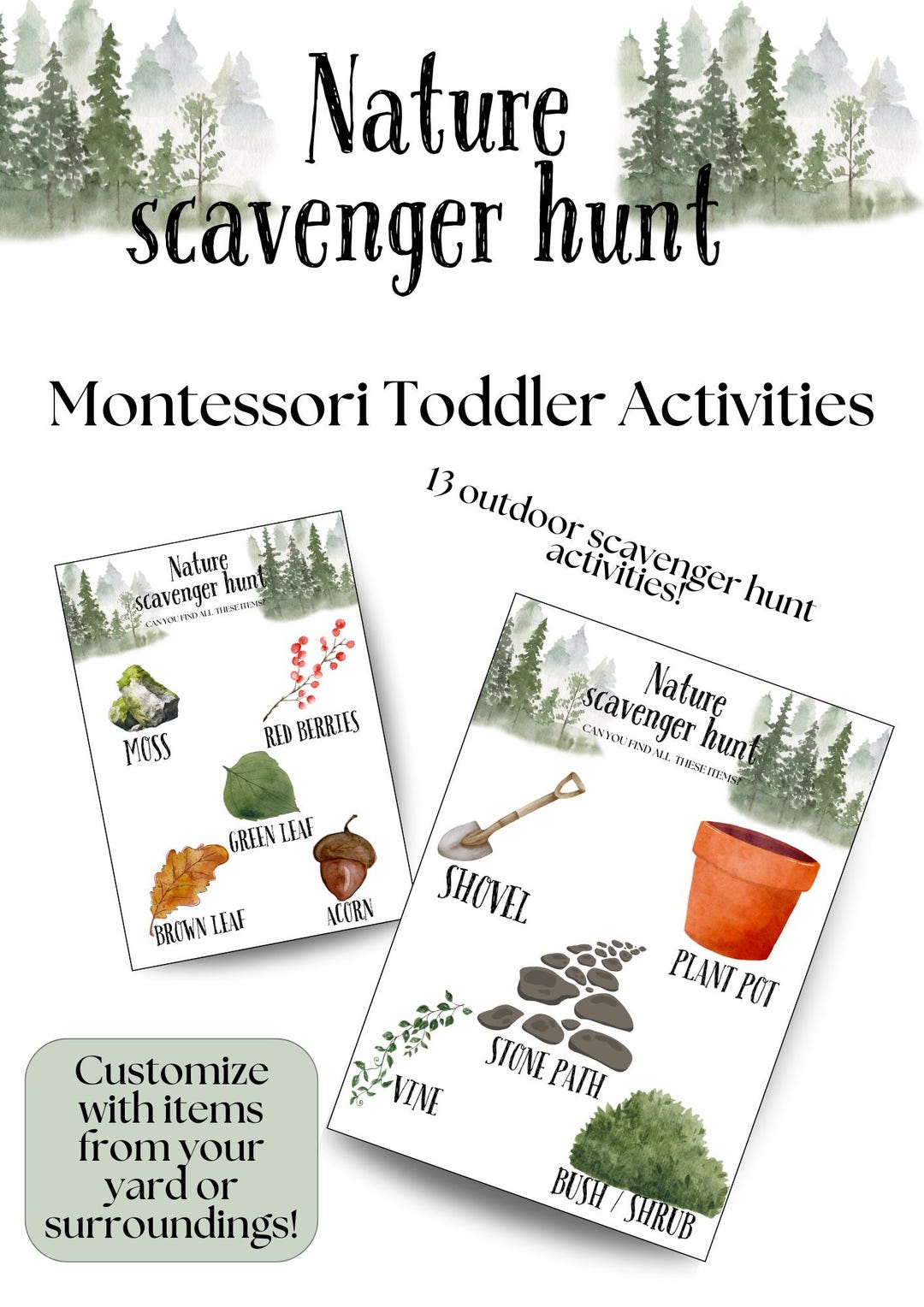 Montessori Outdoor Scavenger Hunt / Homeschool Activities / Scavenger ...